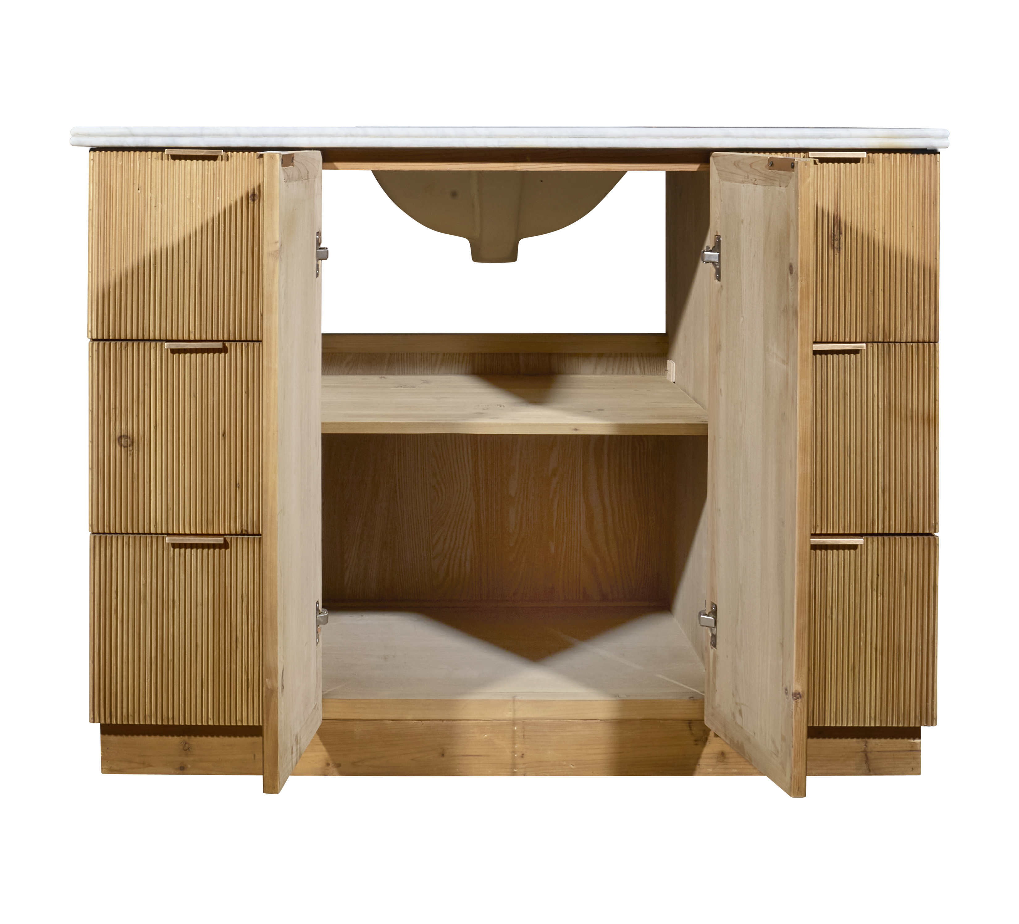 Remi Frank Design 48" Reclaimed Pine Fluted Front Vanity Natural Finish ...