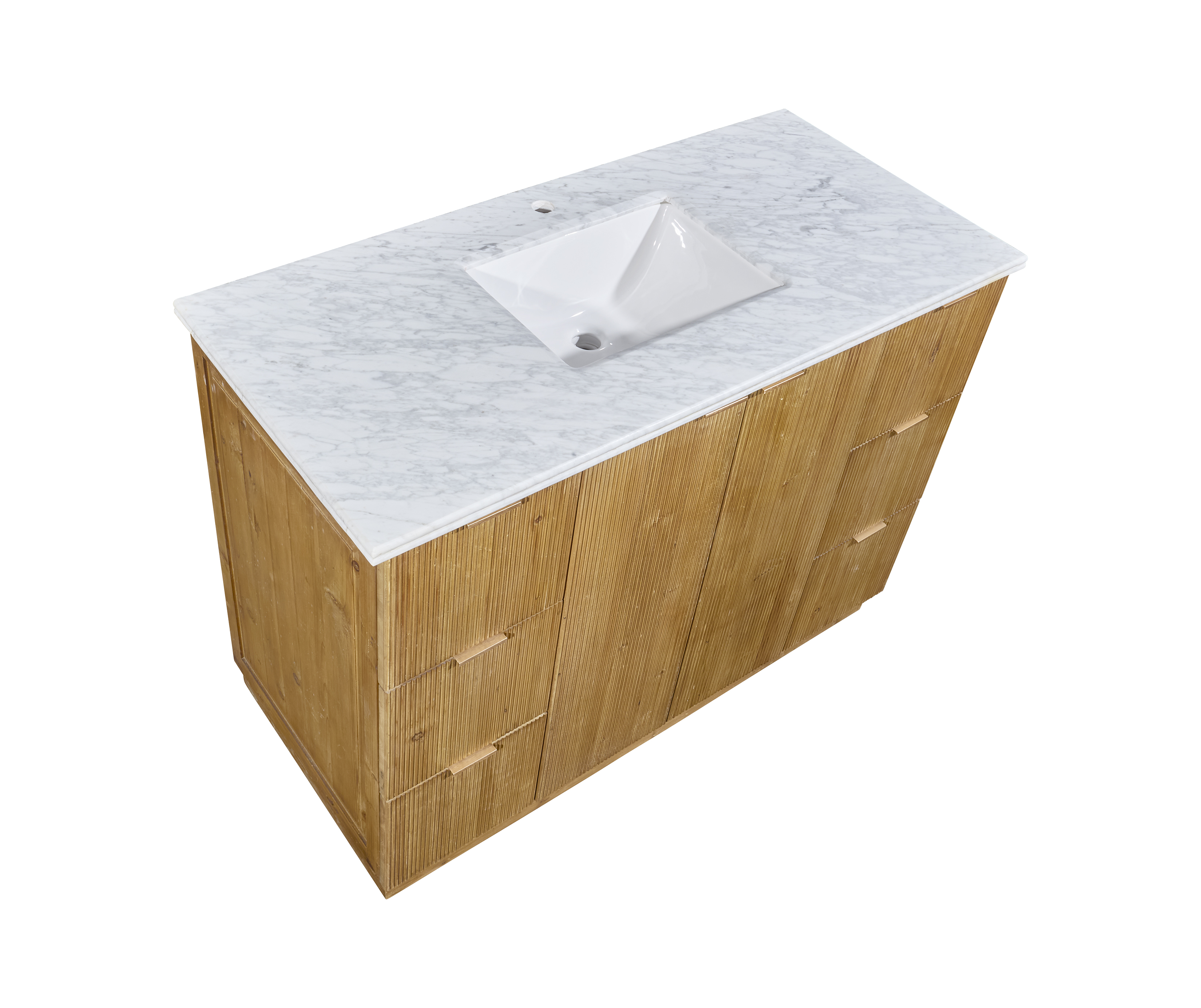 Remi Frank Design 48" Reclaimed Pine Fluted Front Vanity Natural Finish ...
